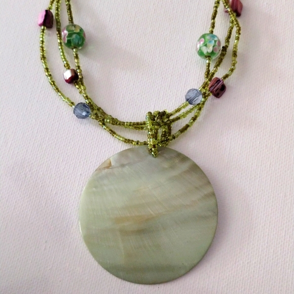Jewelry | Multiple Beads Shell Medallion Necklace | Poshmark